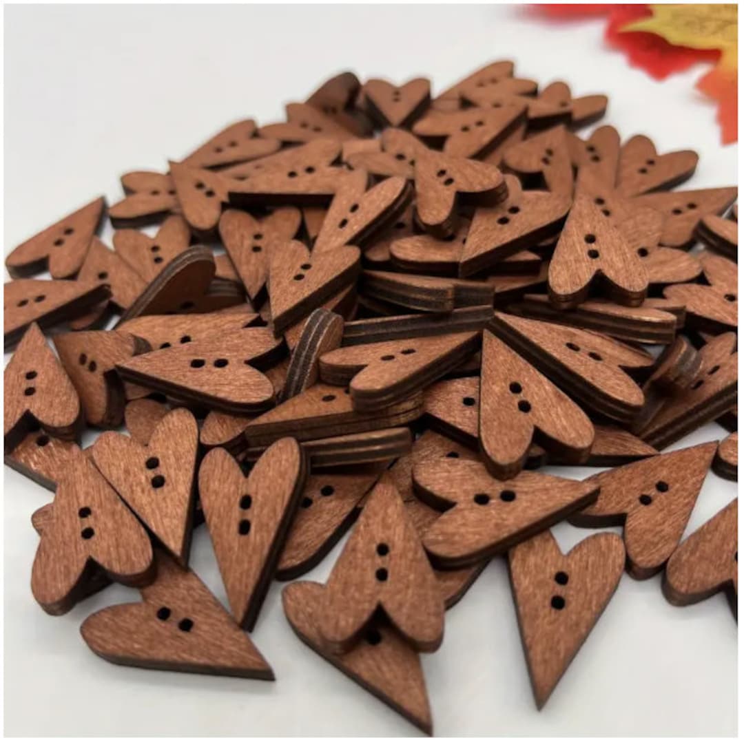 Wooden Heart Buttons Premium Craft Supplies DIY Projects Unfinished ...