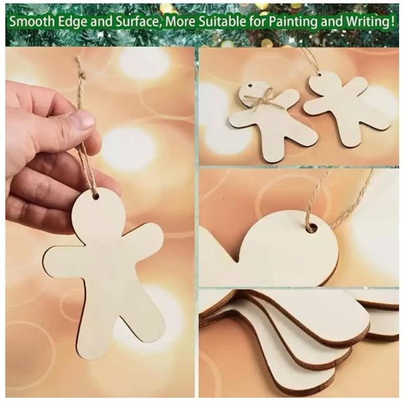 Unfinished Wood Gingerbread Man Ornaments, DIY Craft Kit (set of 10) - Etsy