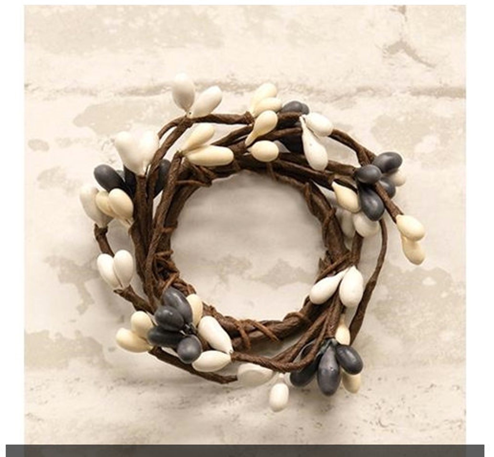 Farmhouse Pip Berry Taper Candle Rings Set of Four Grey and Ivory 1.5 ...
