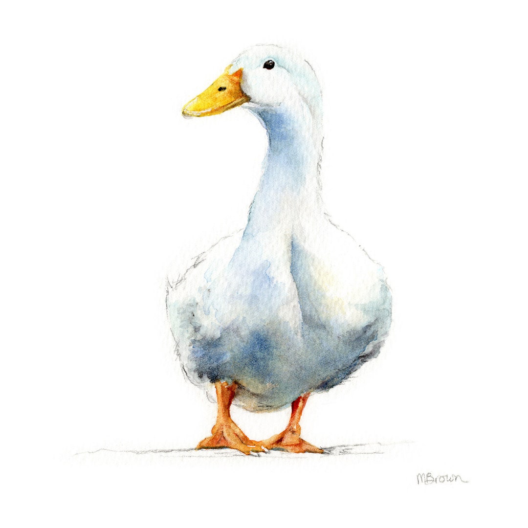 White Duck Printable Art, Duck Painting DIGITAL DOWNLOAD, Print at Home ...