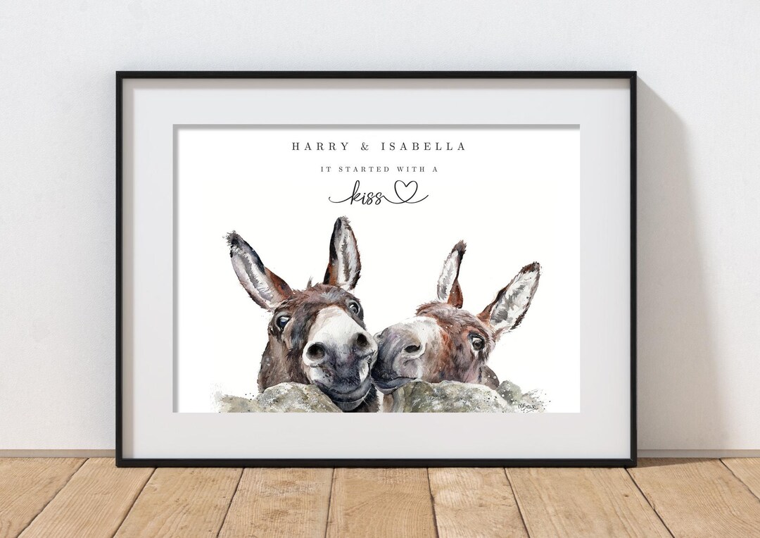 Mr & Mrs Couples Print, Donkey Duo, Donkey Couple Gift, Newly Wed Gift ...
