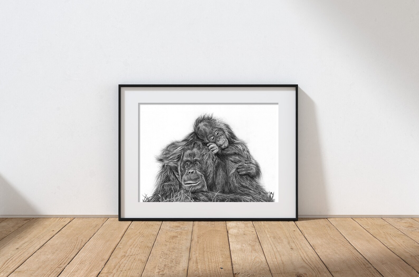 Orangutan Mother and Baby Drawing Orangutan Art Print | Etsy