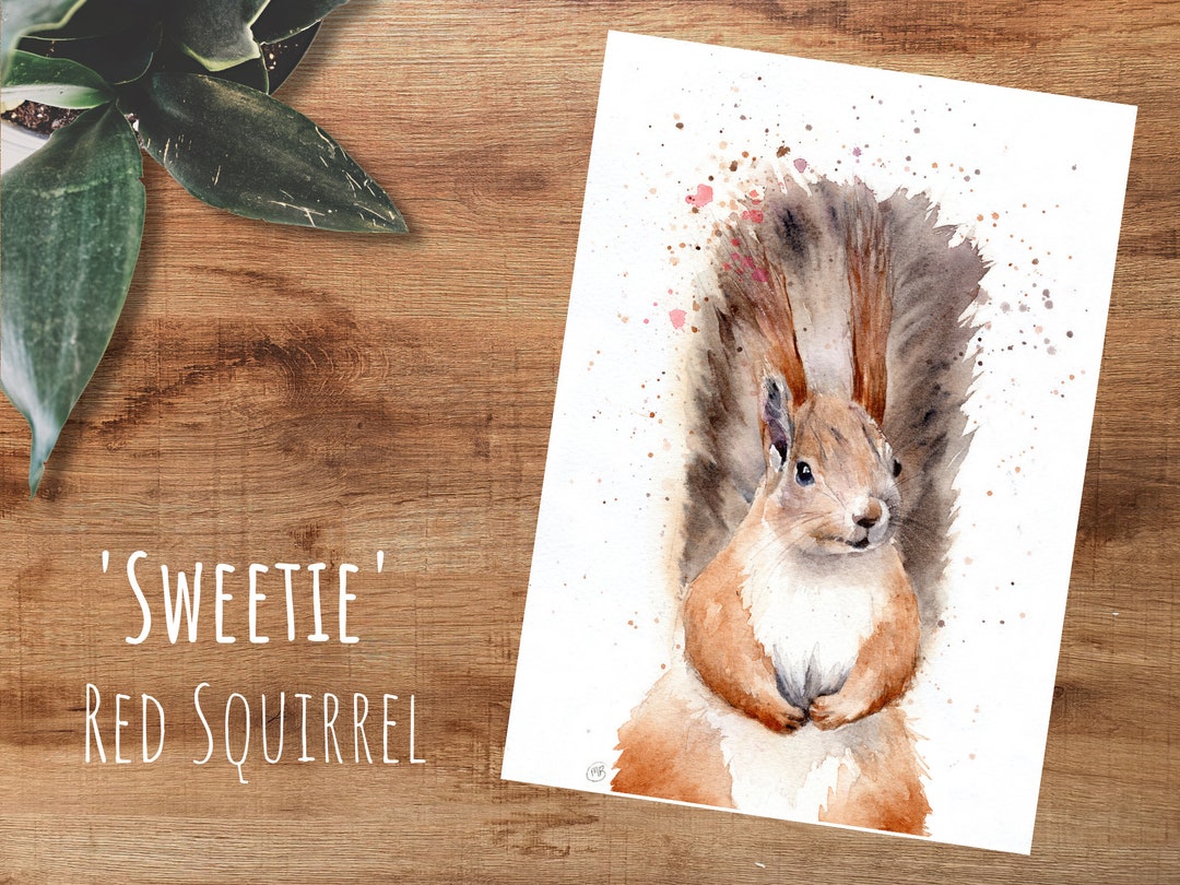 Red Squirrel Art Print, Watercolour Squirrel Painting, Wildlife Art, British Wildlife, Animal ...