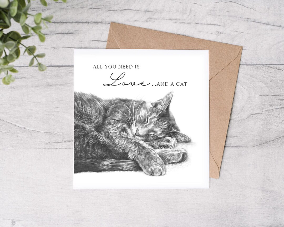Tabby Cat Greetings Card, Tabby Cat Card, Tabby Cat Gift, Tabby Cat ...