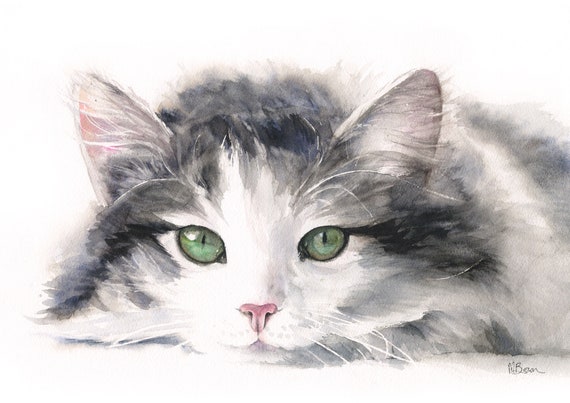 Cat Printable Art Cat Painting DIGITAL DOWNLOAD Cat Art - Etsy