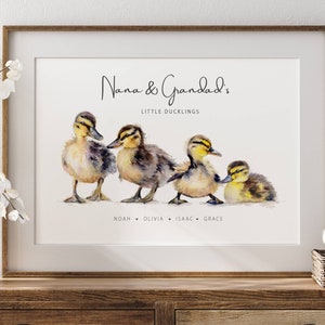 Personalised Family Duck Print, Family Names Print, Duck Gift for ...