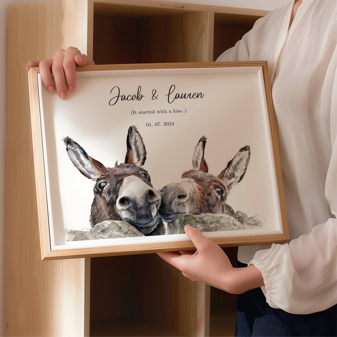 Mr & Mrs Couples Print, Donkey Duo, Donkey Couple Gift, Newly Wed Gift ...