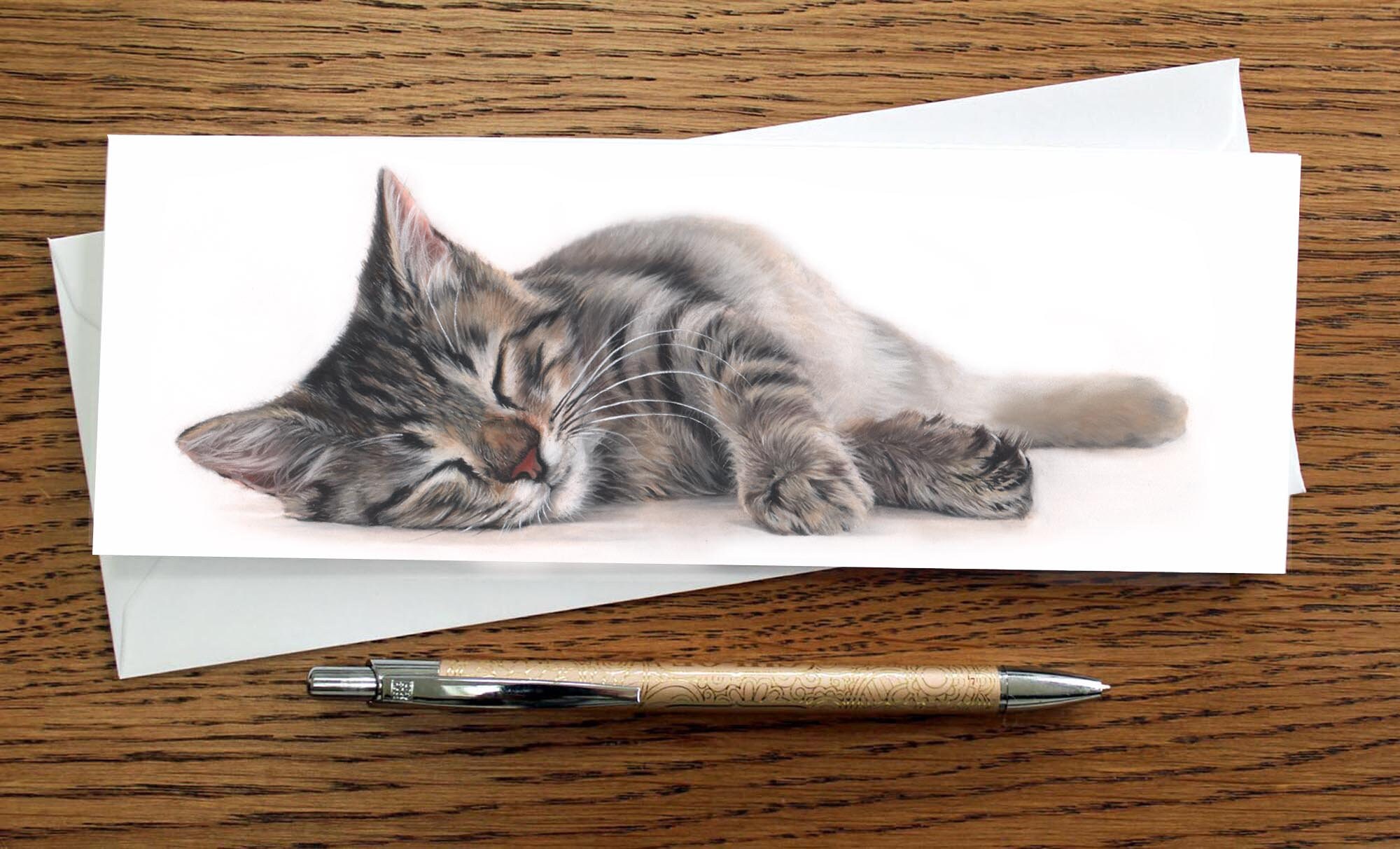 Set of 3 Cat Greetings Cards Cat Cards Animal Art Card | Etsy