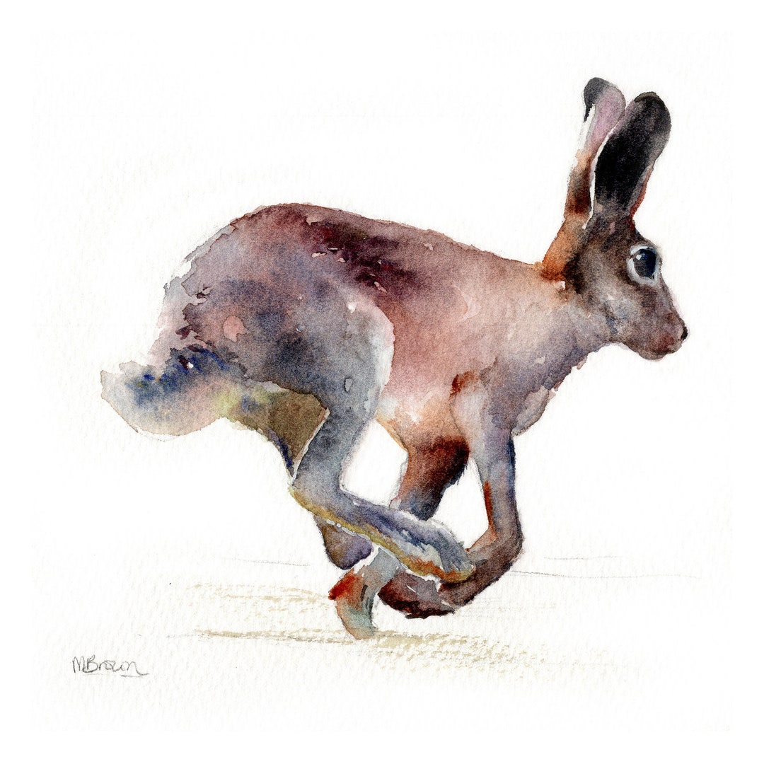 Running Hare Art Print Watercolour Animal Art Print Animal - Etsy UK