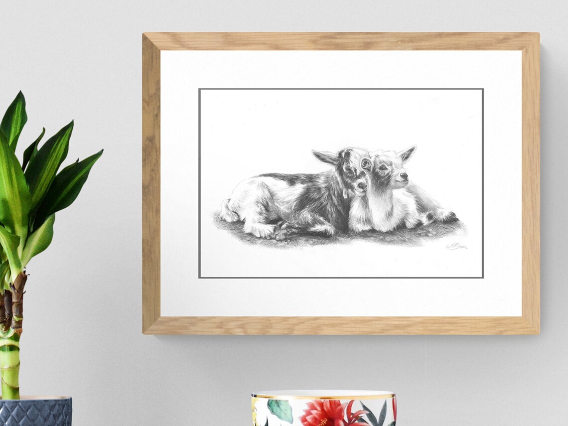 Goat Art Print Pencil Drawing Farmyard Art Best Friend | Etsy