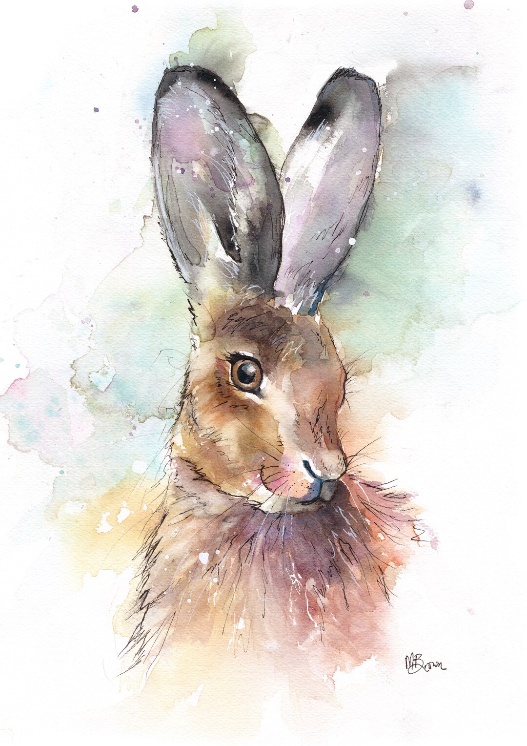 Colourful Hare Art Painting British Wildlife Art Print - Etsy