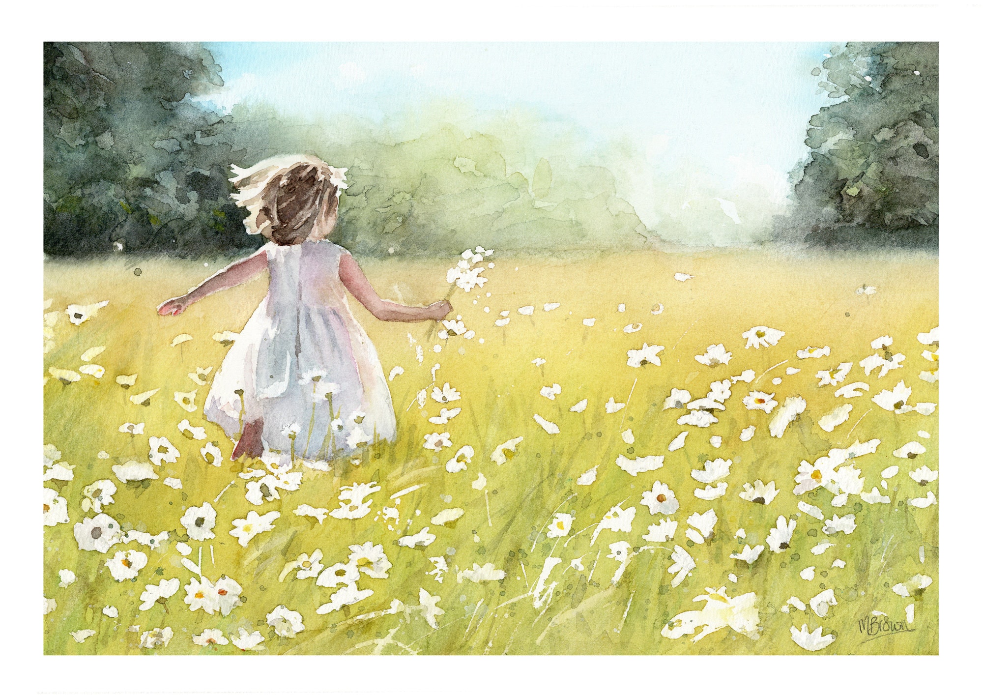 Girl In Field Painting