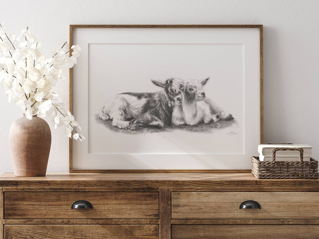 Goat Art Print | Pencil Drawing | Farmyard Art | Best Friend Gift ...