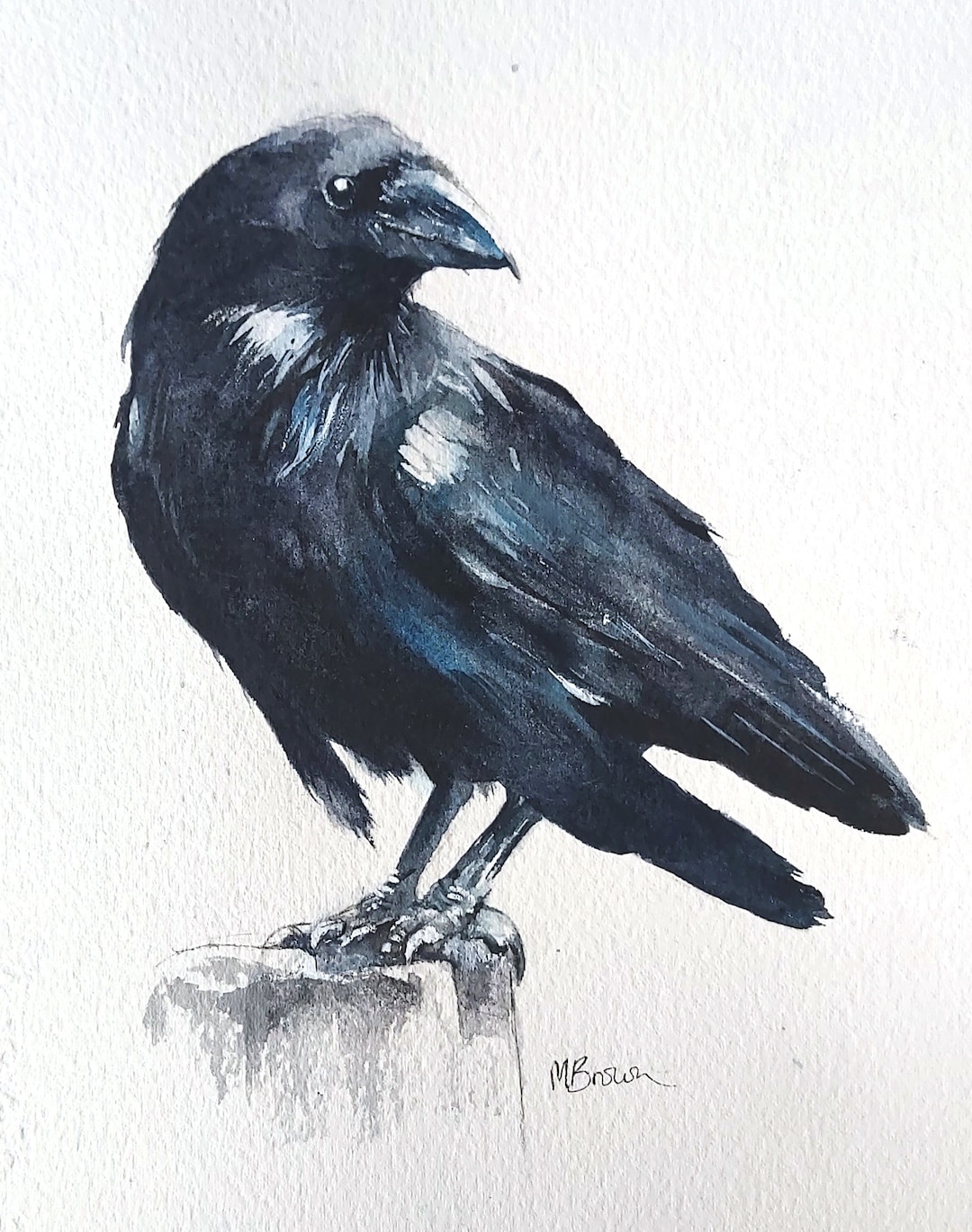 Original Raven Watercolour Painting, Crow Painting, Raven Wall Art ...