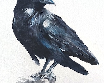 Raven Original Watercolour Painting - Etsy