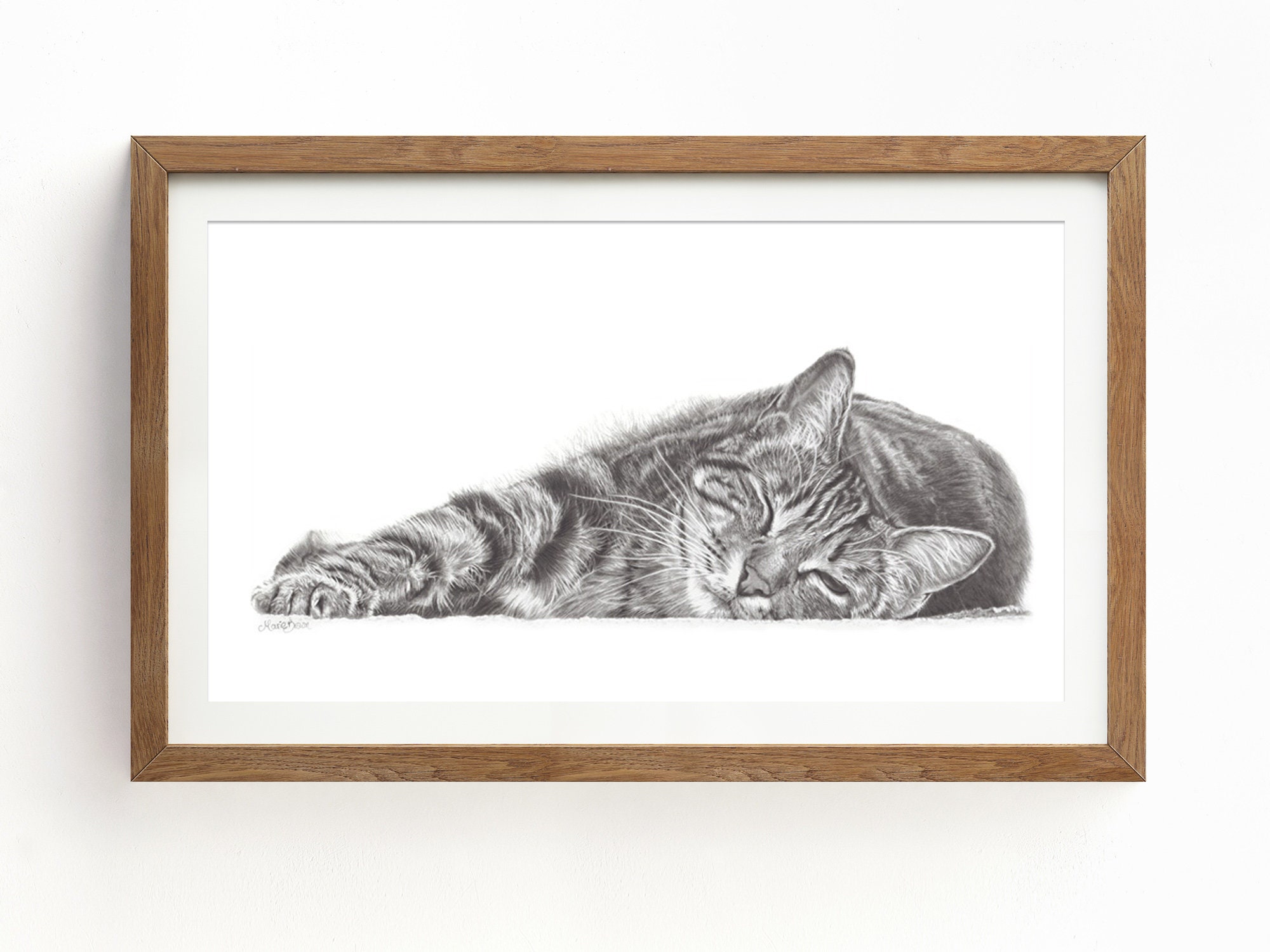 Tabby Cat Print Tabby Cat Wall Art Cat Drawing Fine Art - Etsy UK