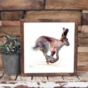 Running Hare Art Print, Watercolour Animal Art Print, Animal Wall Art ...