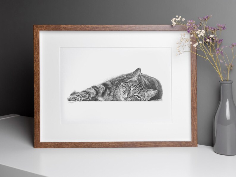 Tabby Cat Print, Tabby Cat Wall Art, Cat Drawing, Fine Art, Gift for ...