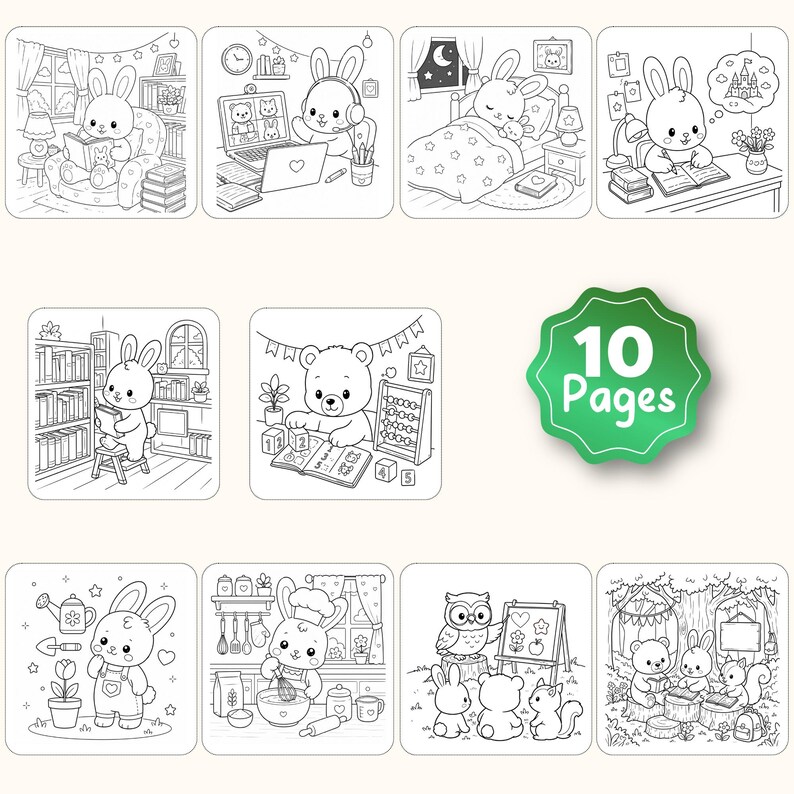 Animal Coloring Pages for Kids | Bunny Learning Adventures | Printable ...