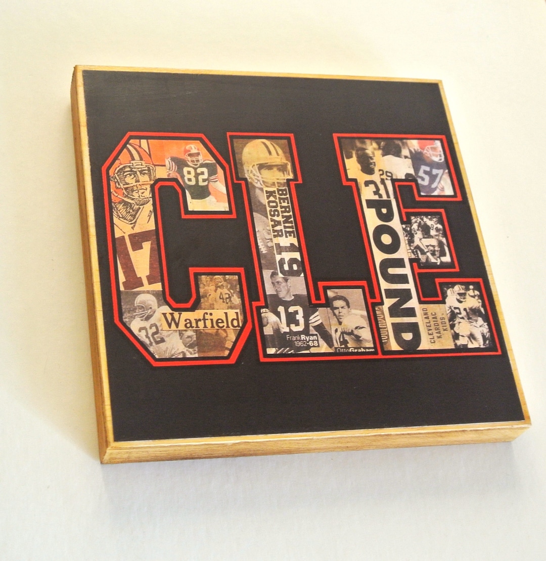CLEVELAND BROWNS Varsity CLE - 8x8 Handmade Wood Print - Etsy