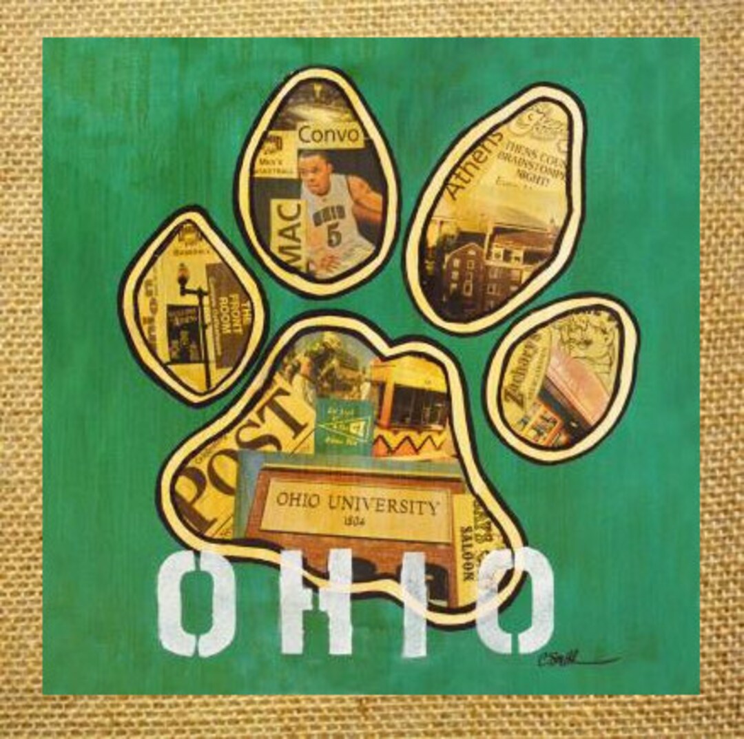 SALE - OHIO UNIVERSITY Paw Print Athens Ohio - 12x12 Poster Print - Etsy