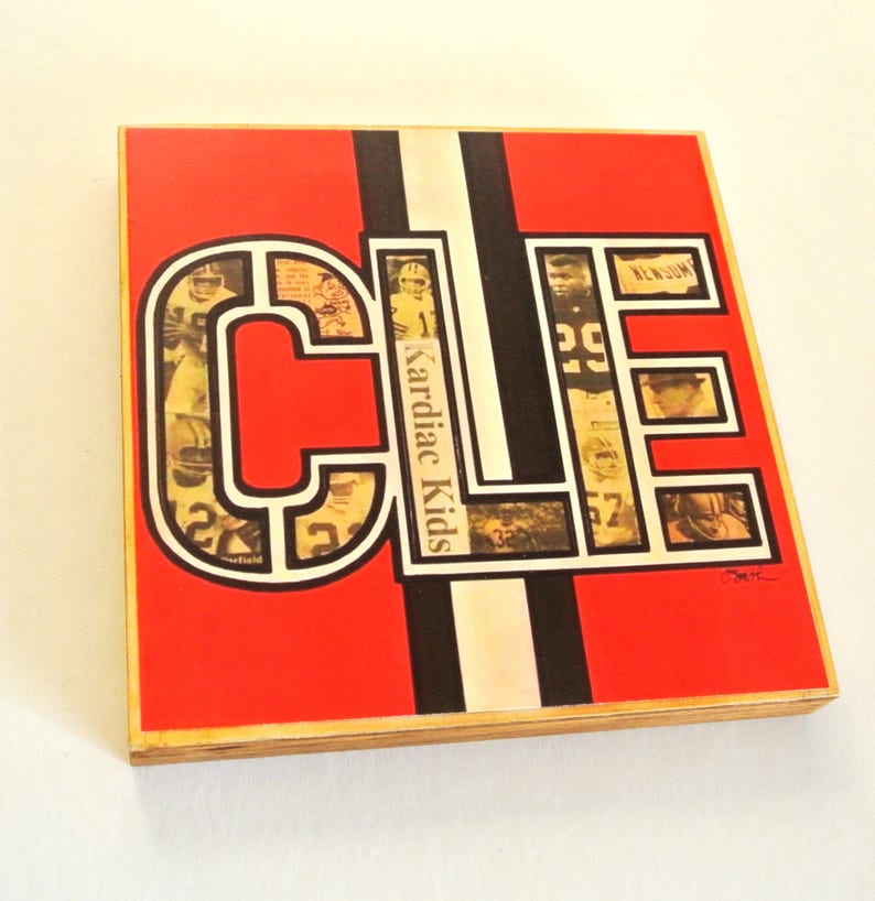 CLEVELAND BROWNS CLE Helmet Stripe - 8x8 Handmade Wood Print - Etsy