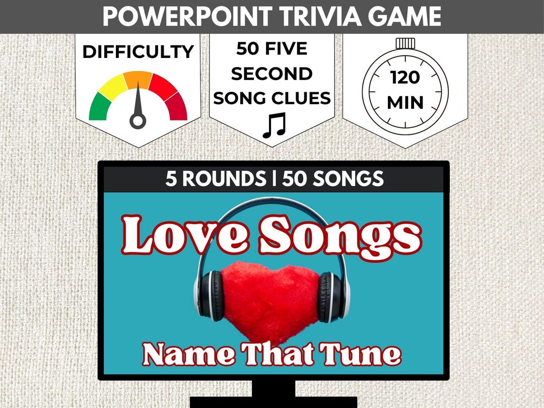 LOVE SONG Name That Tune Powerpoint Game | Couples Party Digital Ppt ...