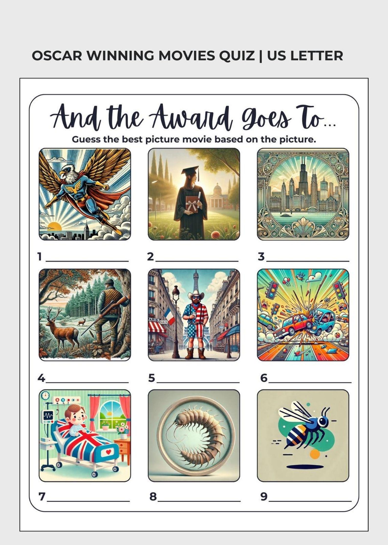 Oscar Movie Night Games: Hollywood Party Printable (instant Download ...
