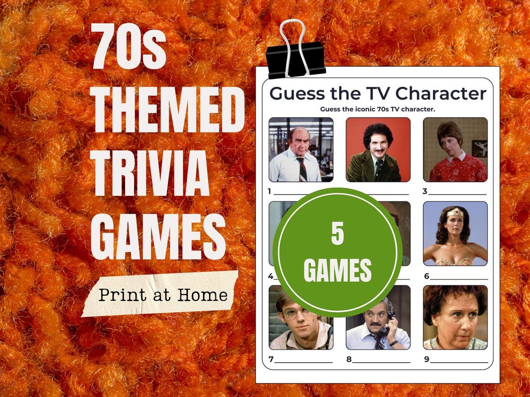 1970s Trivia Game Bundle: 70s Pop Culture Party Paper Games (printable ...