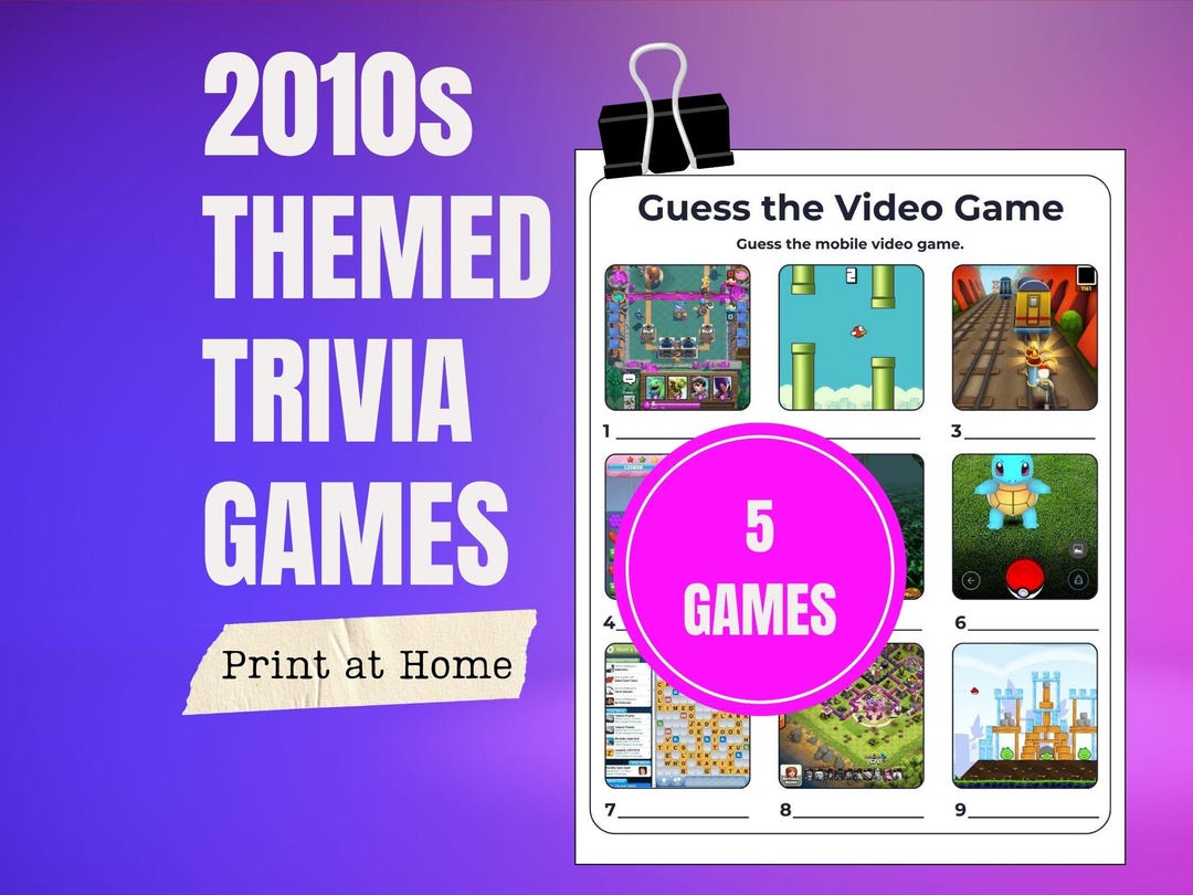 2010s PRINTABLE TRIVIA GAME Bundle | 20th Birthday Party Table Game ...