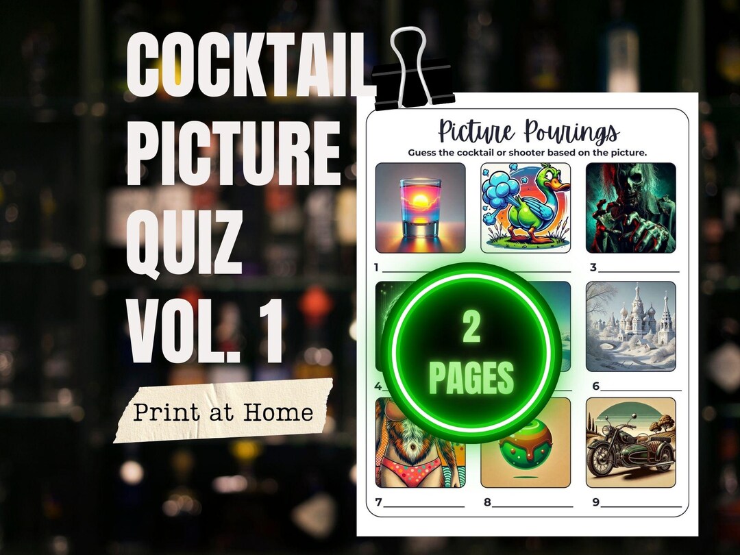 COCKTAIL ART WORK Printable Game for Adults | Happy Hour Paper Games ...