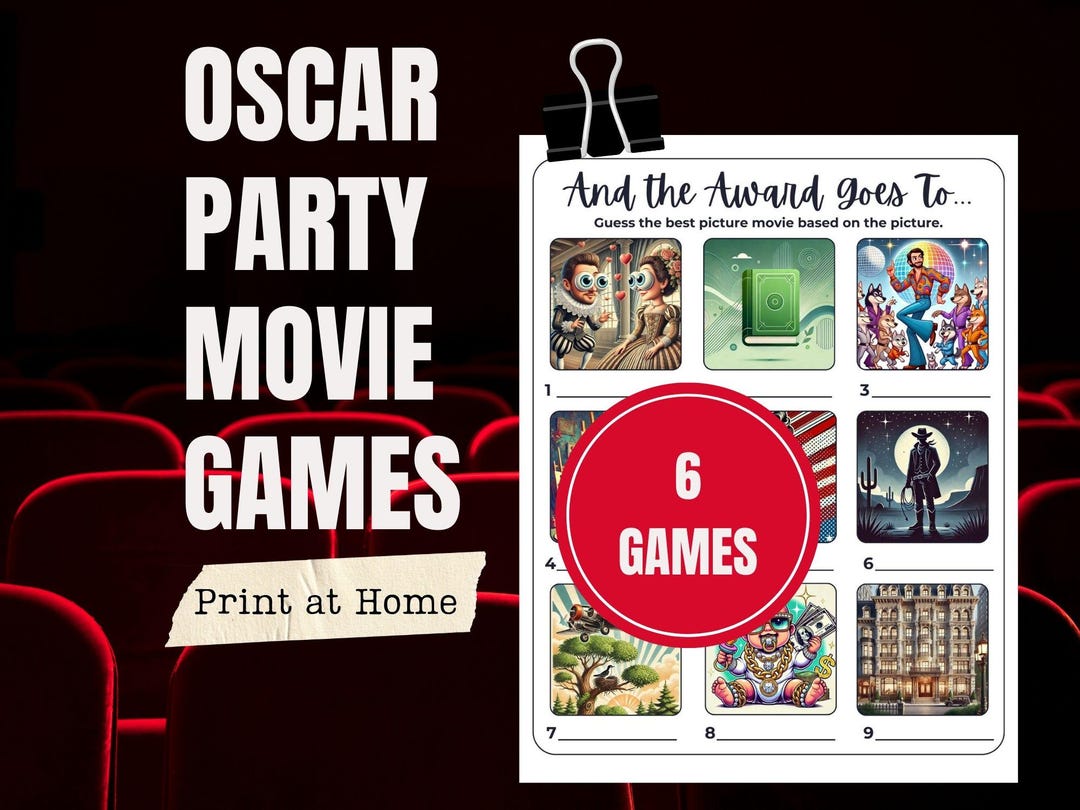 Oscar Movie Night Games: Hollywood Party Printable (instant Download ...