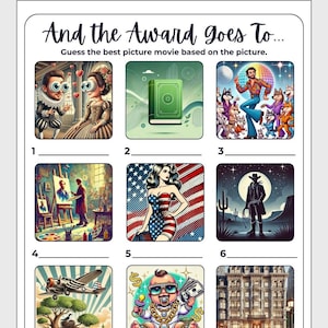 Oscar Movie Night Games: Hollywood Party Printable (instant Download ...
