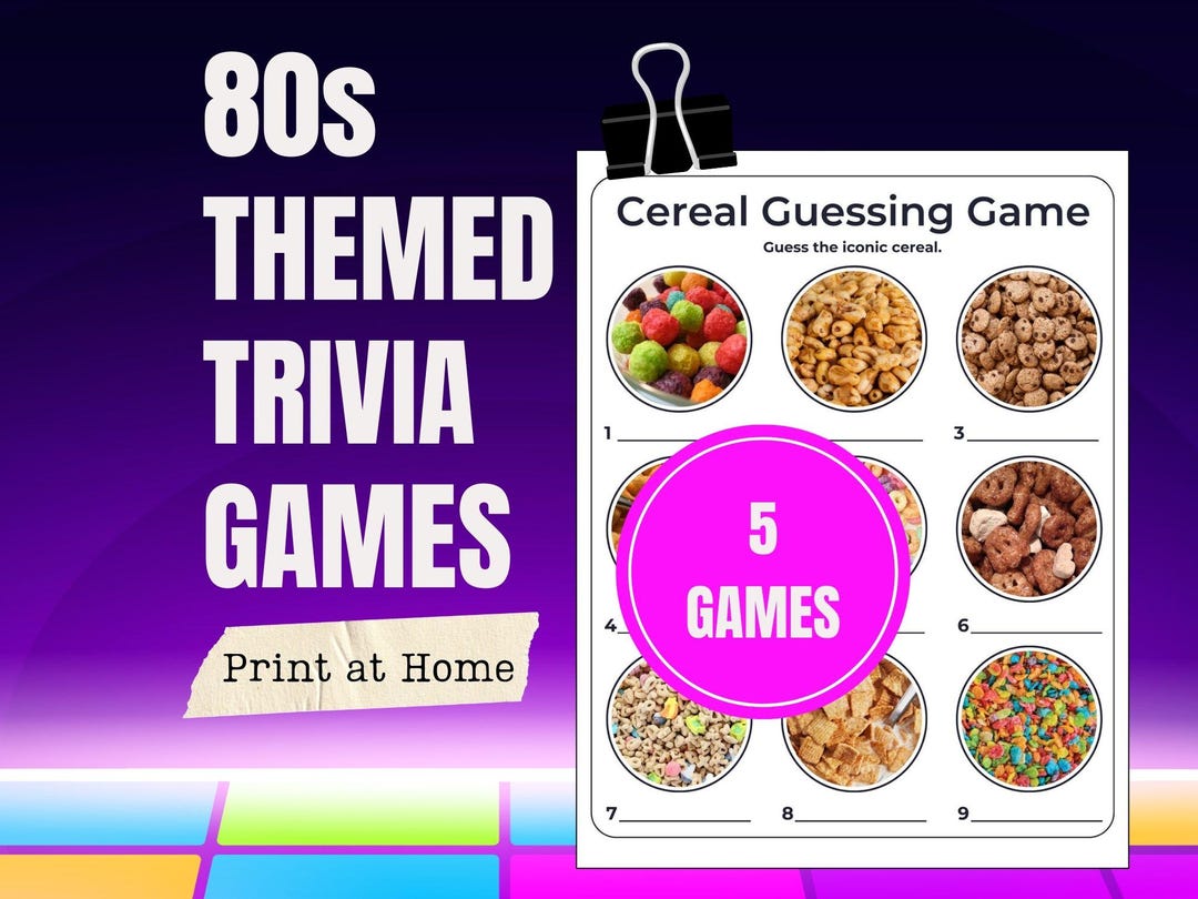 1980s PRINTABLE TRIVIA GAME Bundle | 80s Decades Theme Party Paper Game ...