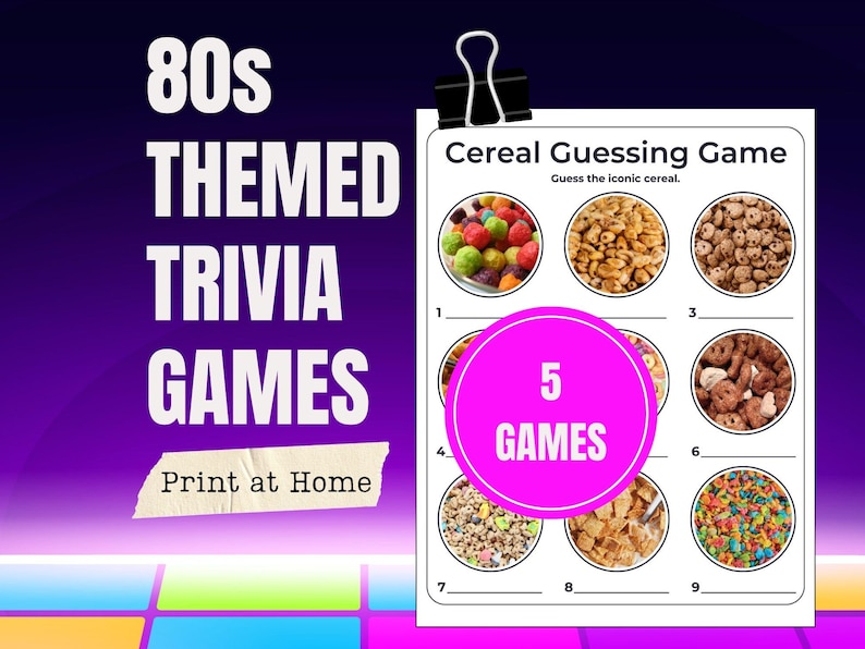 1980s PRINTABLE TRIVIA GAME Bundle | 80s Decades Theme Party Paper Game ...