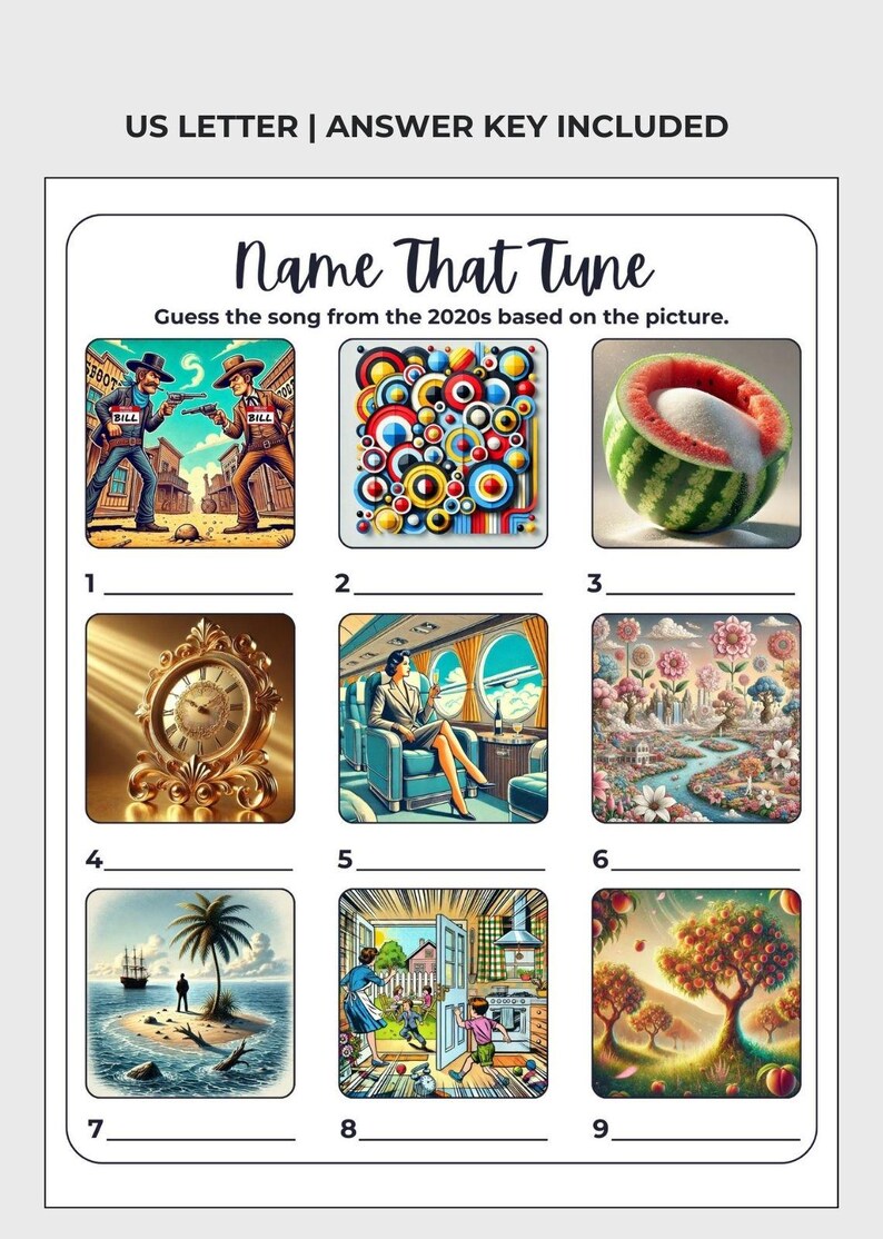 2020s SONGS GUESSING GAME Print at Home | Printable Name That Tune for ...