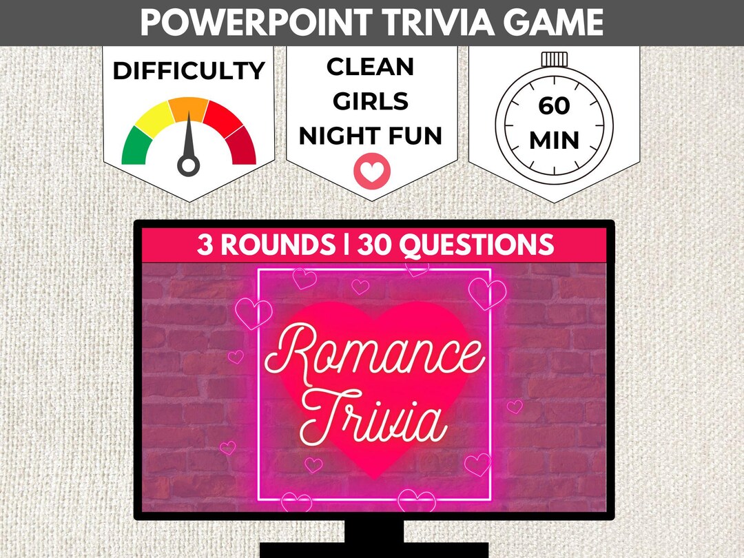 LOVE TRIVIA GAME Digital Slideshow | Bridal Shower Romance Pub Trivia ...