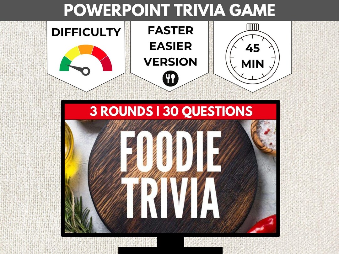 Foodie Trivia Powerpoint Game: Gourmet Dinner Party (digital Download ...