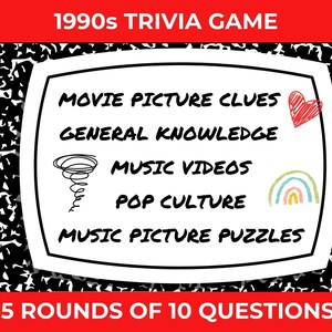 MILLENNIAL TRIVIA NIGHT Games Bundle | 1990s Trivia Game | 2000s ...
