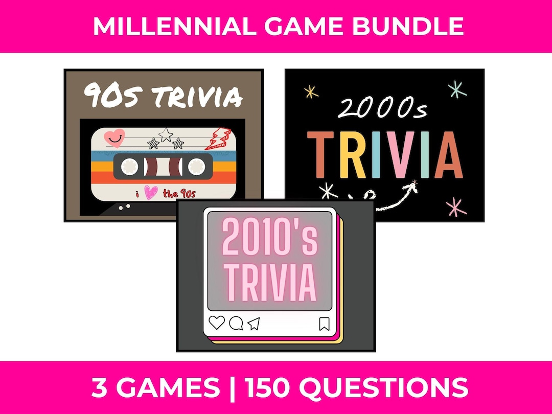 MILLENNIAL TRIVIA NIGHT Games Bundle | 1990s Trivia Game | 2000s ...