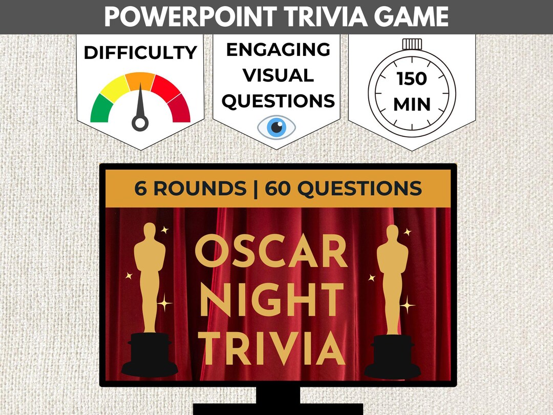 OSCAR WATCH PARTY Game | Powerpoint Movie Trivia Slideshow for Adult ...