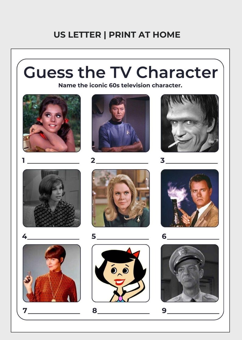 1960s PRINTABLE TRIVIA GAME Sheets | Generations Pub Quiz Paper Games ...
