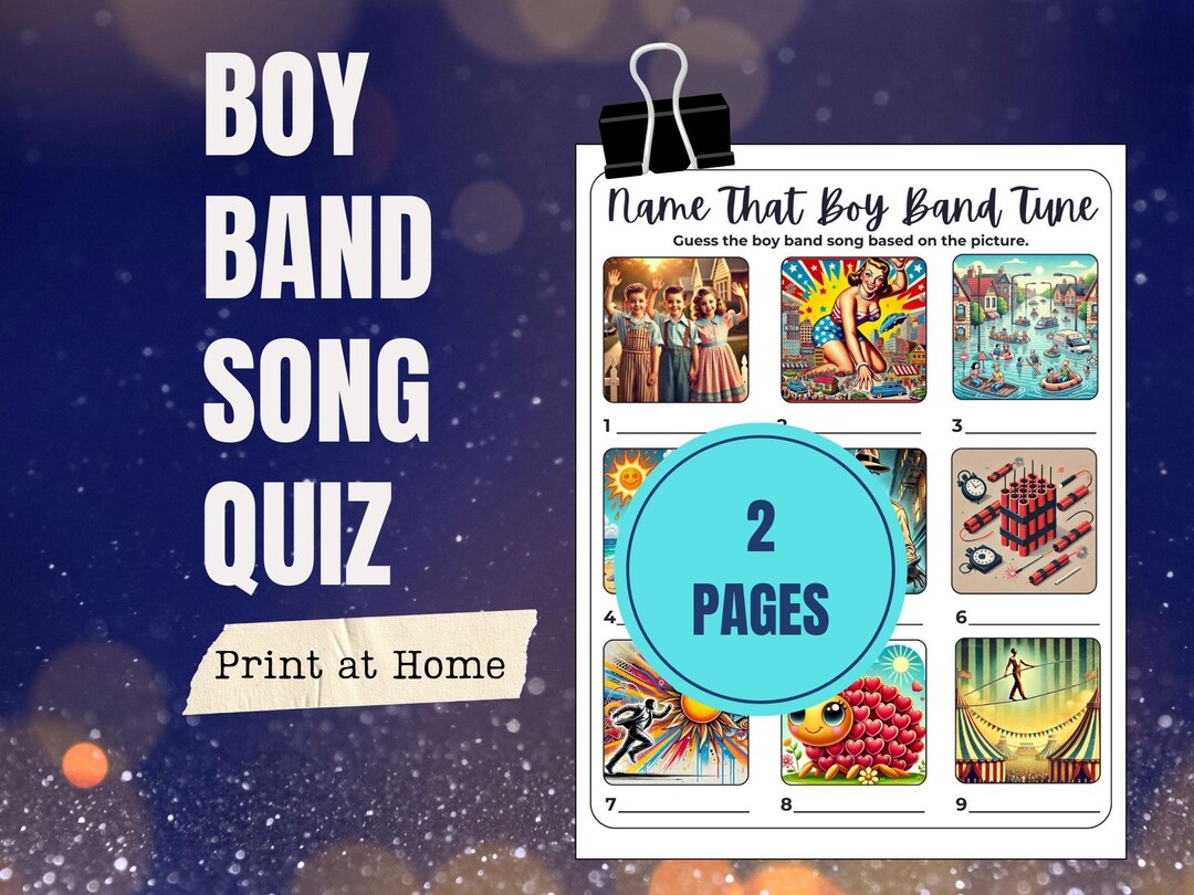 Boy Band Song Picture Quiz: Music Trivia Game (printable PDF) - Etsy