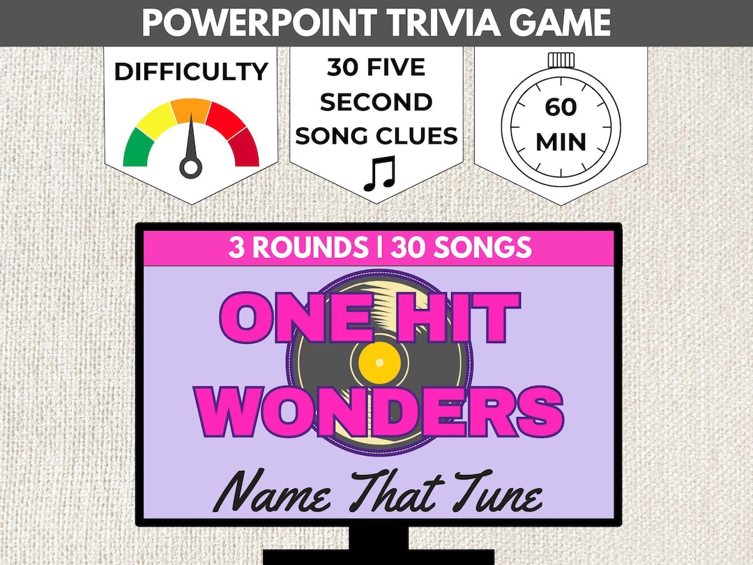 ONE HIT WONDER Name That Tune Digital Powerpoint Game | Music Pub ...