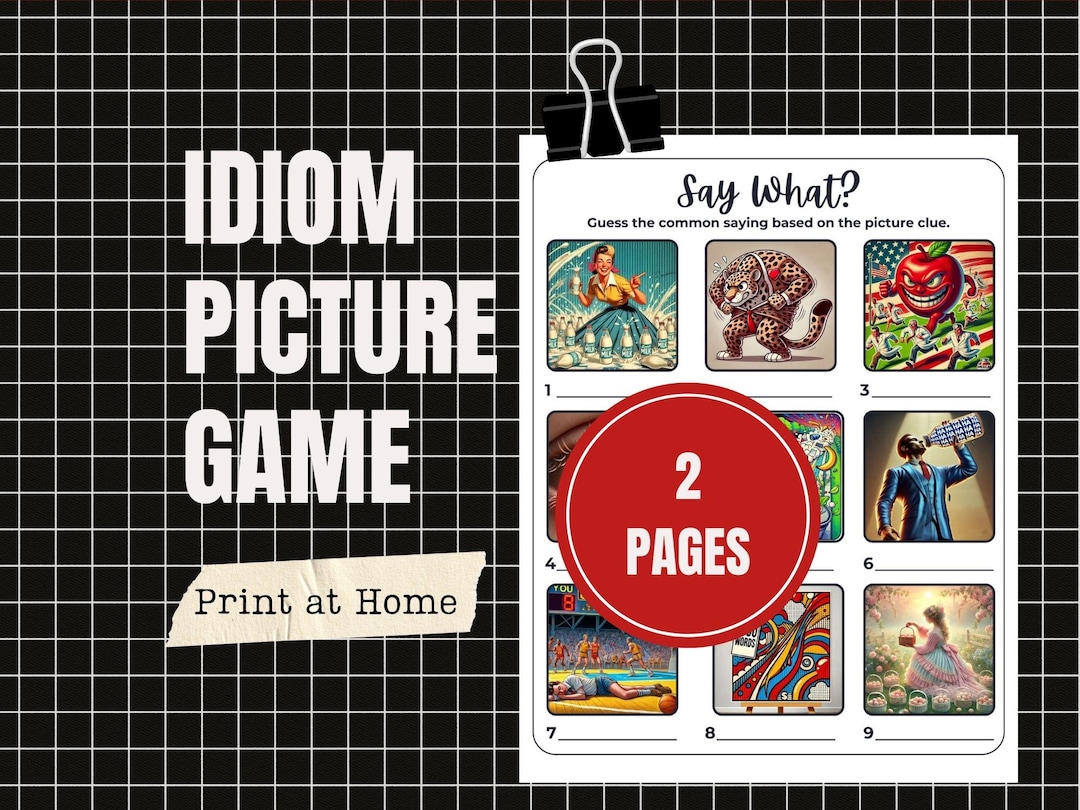 IDIOM PICTURE GUESSING Game | Printable Pdf Fun Clean Quiz for Family ...