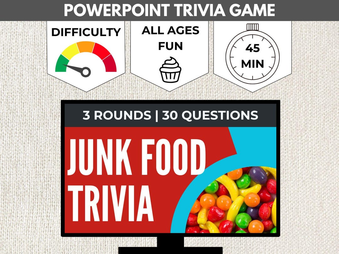 JUNK FOOD TRIVIA Powerpoint Game | Candy Digital Slideshow Game | Cake ...