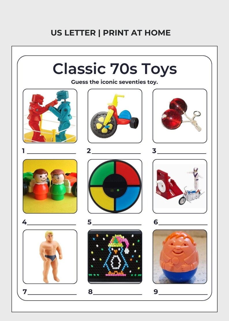 1970s Trivia Game Bundle: 70s Pop Culture Party Paper Games (printable ...