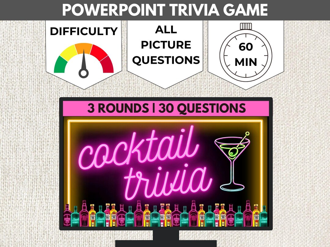 Cocktail Trivia Powerpoint Game: Adult Drinking Party (digital Download ...