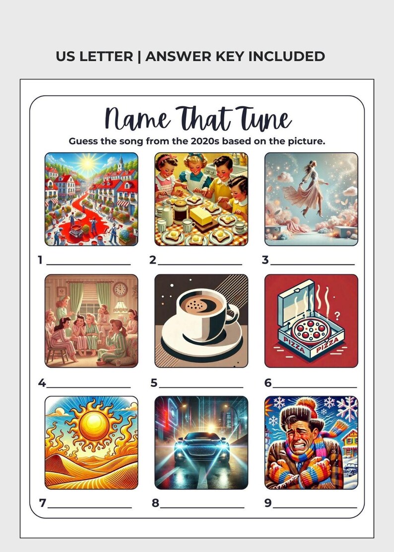 2020s SONGS GUESSING GAME Print at Home | Printable Name That Tune for ...