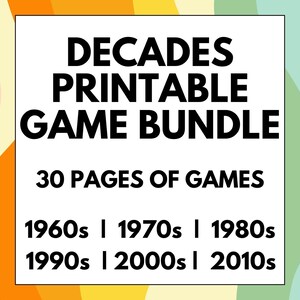 Decades Trivia Game Bundle: 60s, 70s, 80s, 90s Pub Quiz (printable PDF ...